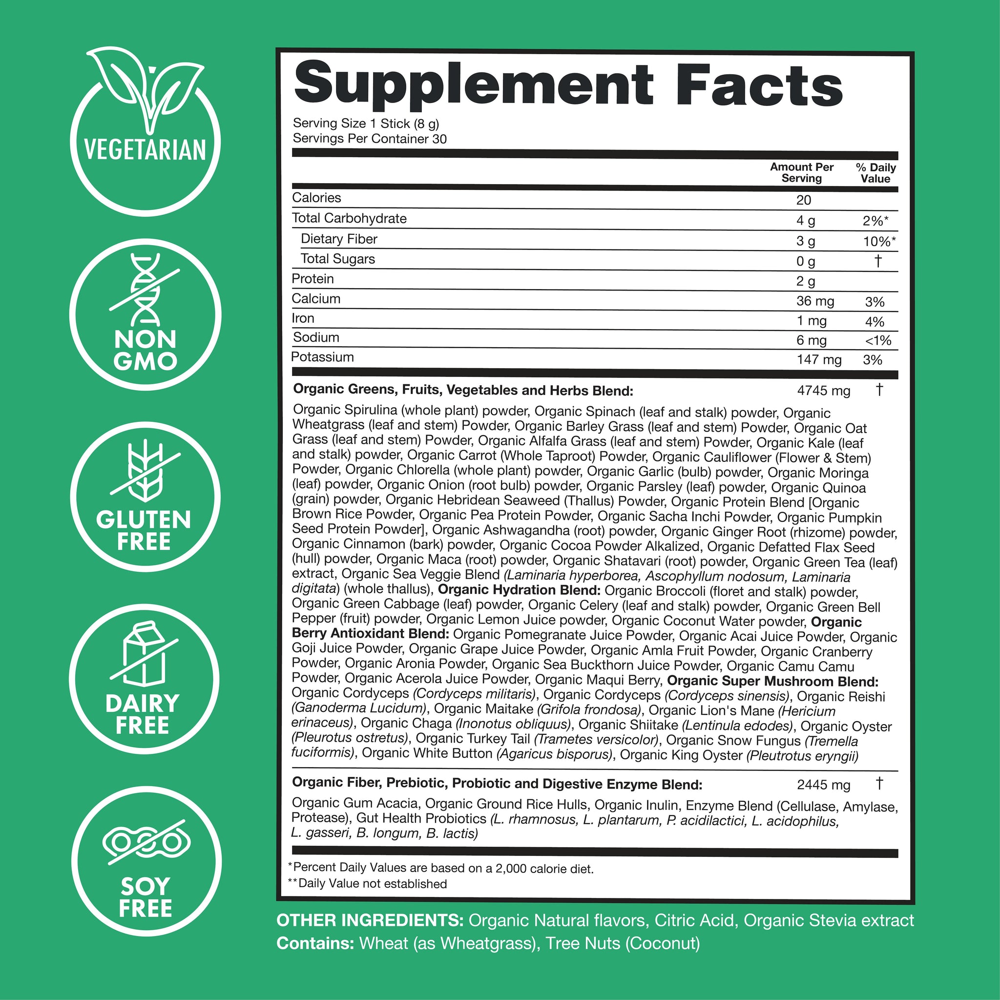 Zena Organic Supergreens Stickpack – Zena Nutrition